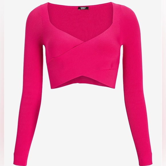 Express | Tops | Nwt Express Body Contour Wrap Front Cropped Sweater ...